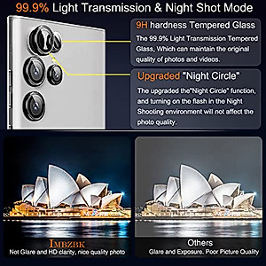 IMBZBK [5+5 Pack] for Samsung Galaxy S23 Ultra Camera Lens Protector Accessories Cover Camera Screen Protector Tempered Glass for Samsung Galaxy S23 Ultra Aluminum Edge Metal Case Friendly, Black
