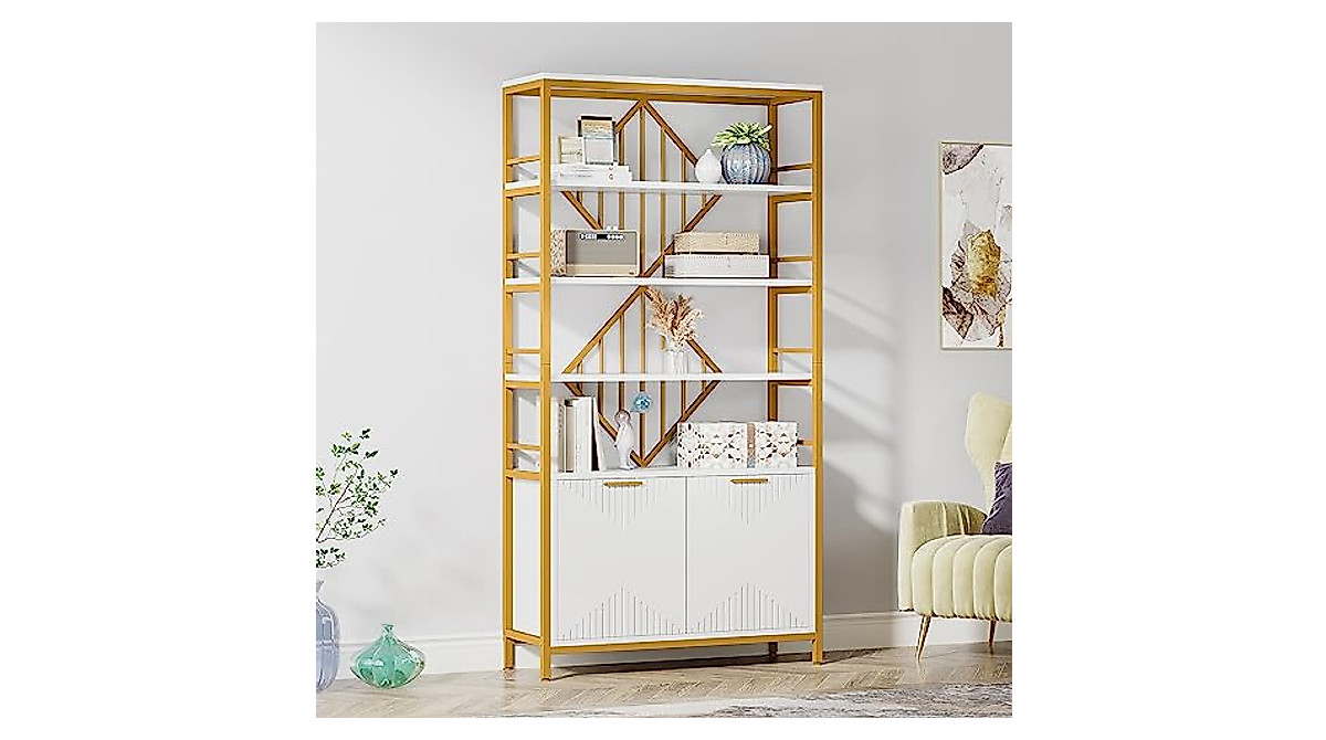 Tribesigns Modern Bookshelves with Doors - Stylish Storage