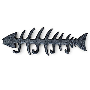 Wallcharmers Large Fish Bone Key, Leash, & Towel Holder | Nautical Home & Wall Decor