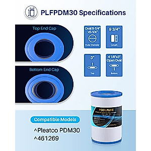 POOLPURE Oval Filter Spa Filter PDM30 for Dream Maker Hot Tubs 461269, 30 sq.ft Hot Tub Filter Cartridge 2PACK