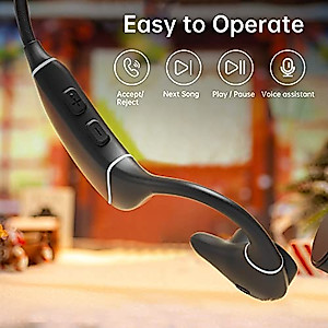 Bone Conduction Headphones Bluetooth 5.2 Wireless Open Ear Earphones IPX8 Waterproof Swimming Headset with MP3 8GB Flash Memory up to 6h Playtime for Swimming Skiing Running Cycling Climbing Black
