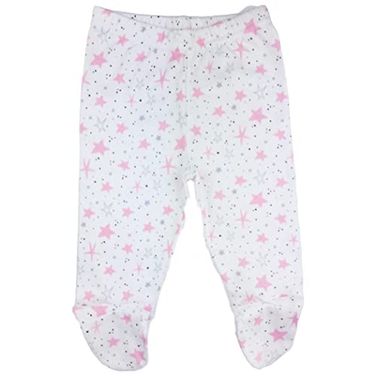 123 Bear 100% Cotton Baby Pants with Footies 100% Cotton Unisex Boys Girls (Newborn, 2-Pack Pink2)