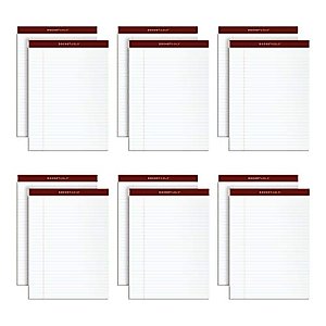 TOPS Docket Gold Writing Pads, 8-1/2 x 11-3/4, Legal Rule, White Paper, 50 Sheets, 12 Pack (63960)