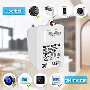 24V 830mA Thermostat and Doorbell Transformer, Wall Transformer with PTC Fuse Compatible with Nest, for Honeywell, Ecobee and Sensi Thermostat, Nest Hello and All of Doorbells