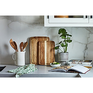 Set of 2 Sonder Los Angeles Acacia Wood Cutting Boards with Juice Groove, Gift Box Included - Small & Medium Sizes: 14x10x1in & 12x8x1in. Ideal for Meat, Vegetables, and Organic Produce Sustainable