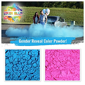 Color Blaze Baby Gender Reveal Powder - 1lb Blue & 1lb Pink Colored Power for Boy or Girl - For Car & Motorcycle Burnout, Color Toss, Photoshoot, and Festival - Pack of 2 Bags with 1 pound - Blue/Pink