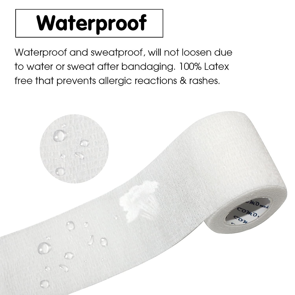 COMOmed Self Stick Cohesive Bandage Latex 1"x5 Yards First Aid Bandages Stretch Sport Wrap Vet Tape for Wrist Ankle Sprain and Swelling,White