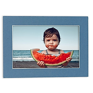 8x10 Mat Bevel Cut for 5x7 Photos - Acid Free Steel Blue Precut Matboard - for Pictures, Photos, Framing - 4-ply Thickness