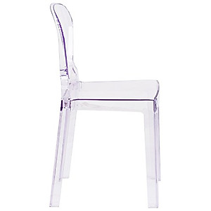 EMMA + OLIVER Ghost Chair with Tear Back in Transparent Crystal