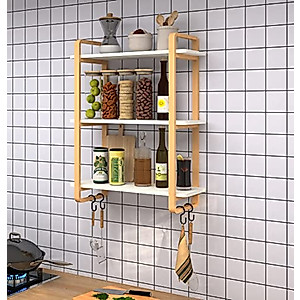 RELAHOGAR 3 Tier Solid Wood Bookshelf,Wall Mount Bathroom Towel Rack,Kitchen Organizer Shelf,Use in Living Room,Office,Kitchen,Bedroom