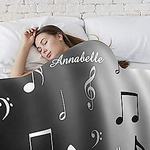 Anneunique Abstract Music Notes Throw Blanket Custom Blankets with Name Personalized Throw Fleece Blanket Tapestry for Souvenirs or Gifts 50x60inch