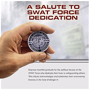 Armor Coin & Emblem SWAT Team Challenge Coin - Solid Bronze, Hand-Polished Silver Tone Finish - Tribute to Law Enforcement, Valor, Sacrifice - Collectible Keepsake for Enthusiasts