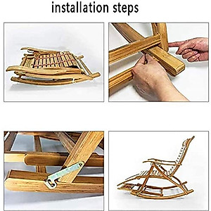 Lounge Chair, Recliner Camping Chairs Garden Loungers Folding Chair Bamboo Recliner Folding Rocking Chair - Balcony Home Lounge Chair, Adjustable Backrest Elderly Chair, Portable Outdoor Sun Lounger (