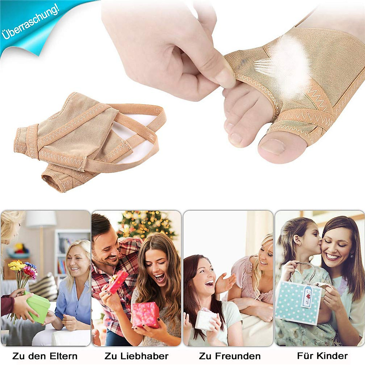 Toe Splints Corrective Socks, Day Night Hallux Valgus Bunion Brace Straightener, Toe Arthritis Pain Relief Hammer Overlapping Big Bones Orthopedic Cushioned Soft Silicone Sleeve Wrap (S)