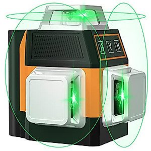 OMMO Laser Level, 12 Lines Green Laser Level Self Leveling Tool, 150ft Mini Laser Level Beam Tool with Two 360° Vertical and One 360° Horizontal Lines, Magnetic Stand and USB Cable Included