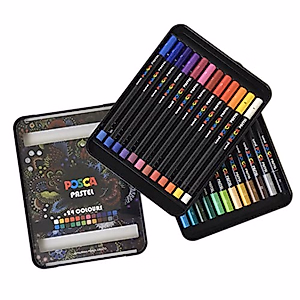 Posca Crayons Art Set of 24 Pastels, Art Supplies | Crayons for Adults and Kids Ages 2-4 and Up, Toddler Crayons and Adult Crayons, Crayons Bulk Coloring Set, Crayon Box |Try Posca Washable Markers