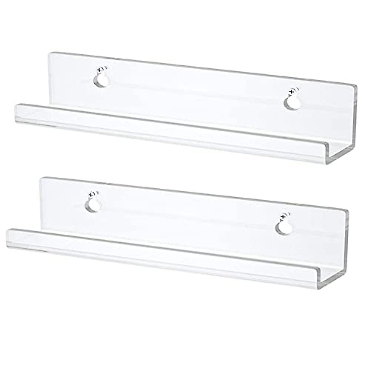 luzen 2Pcs 12 Inch Acrylic Vinyl Record Shelf Wall Mount CD Album Vinyl Record Display Shelf Rack Stand Floating Holder Storage Organizer with Screw for Home Office Use, Clear