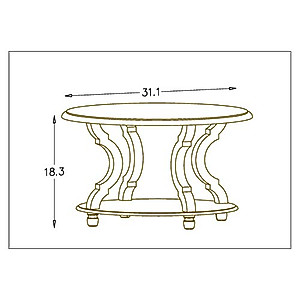 FINECASA Wood Coffee Table,Round Coffee Table Living Room, Round Cocktail Table with Storage, Sofa Table with Shelf, 31.0x18.3 Inches, Accent Tables with Carved Legs for Living Room, White