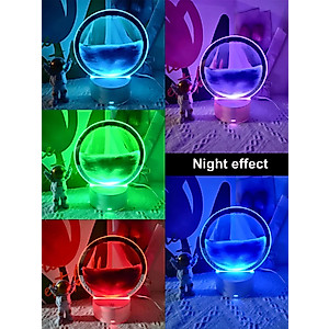 Desniltol 3d Moving Sand Art Picture Desk Lamp, 360° Rotating Hourglass Lights, RGB Color Changing Table Lamp,Sand Art Liquid Motion Colorful Creative Sea 3d Glass Quicksand Painting Night Light(Blue)