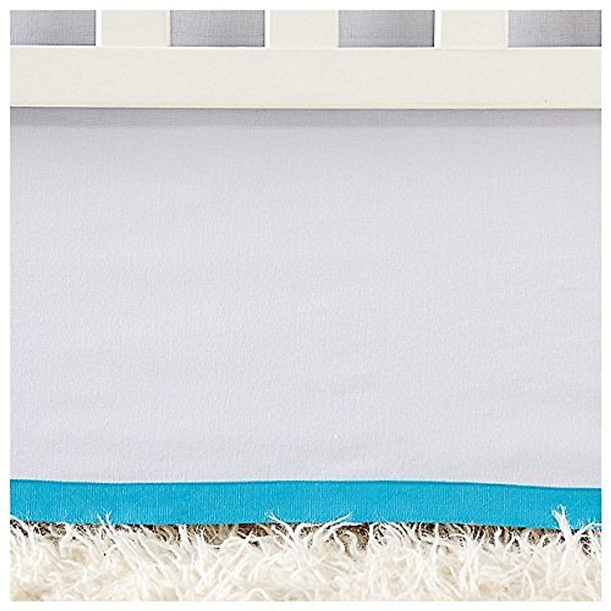 Serena & Lily Banded Linen Crib Skirt - Chambray/Cyan