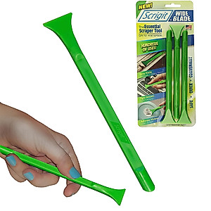 Scrigit Scraper Wide Blade No-Scratch Plastic Scraper Tool, 3 Pack - The Handy Multi-Use Scraping Tool for Removing Food, Labels, Stickers, Paint, Grease -Easy to Hold, Reaches Tight Spaces & Crevices
