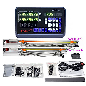 Precision 2 Axis DRO Kit, Digital Readout 2 Axis DRO Display + 2pc Linear Glass Scale 50~1000mm for Bridgeport Mill Lathe Machine (Customized Size)