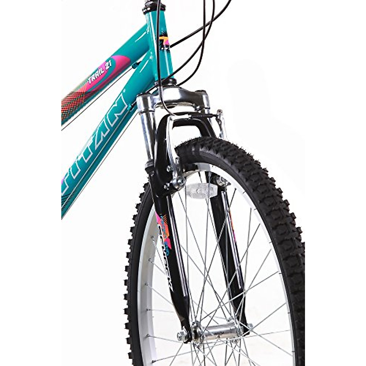 TITAN Trail 21-speed Suspension Women's Mountain Bike, 17-Inch Frame, Black and Teal