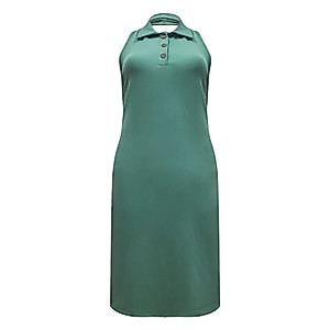 Floral Sundresses for Women Womens Girl Waist Bag Hip Thread Neck Short Skirt Dress Casual Skirt Green