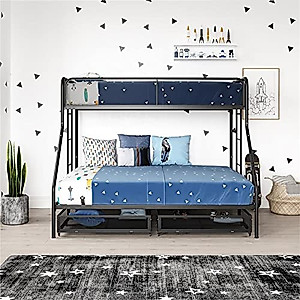 DHP Joslin Twin/Full Bed with Storage, Black Metal Bunk