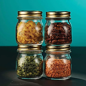 Bormioli Rocco Quattro Stagioni Set of 6 Clear Airtight Mason Jars, 8.5 Oz. Made from Food Safe Durable Glass, Made in Italy.