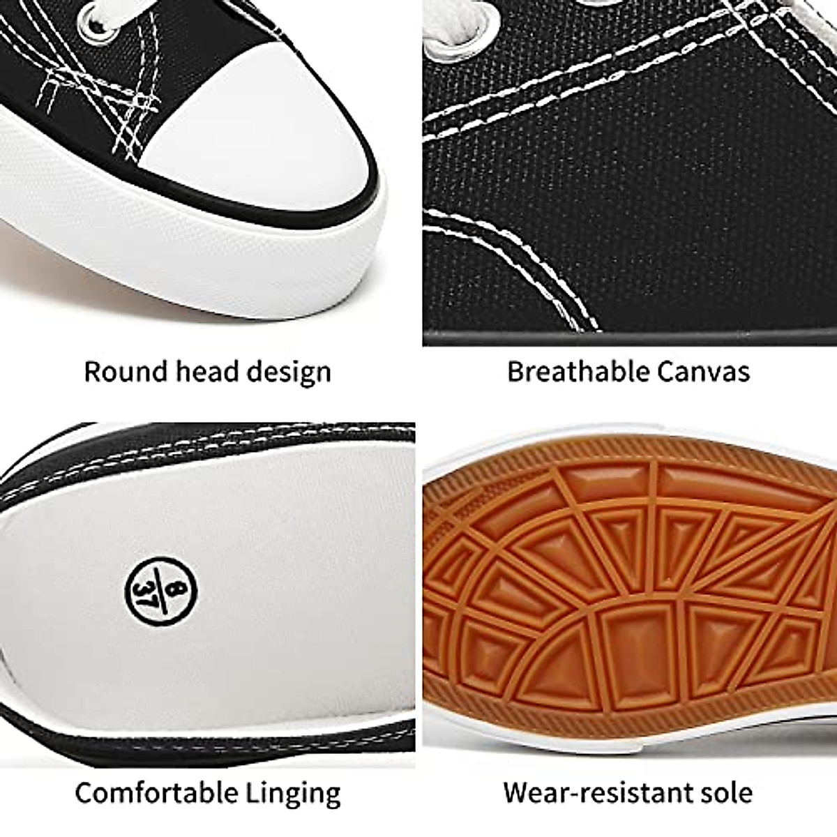 Women's Slippers Canvas Sneakers Slip on Shoes Non Slip Mules Backless Sneaker（Black.US7）