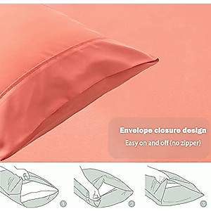 AYASW Pillowcases Standard Size Set of 2 Pieces Envelope Closure 1800 Double Brushed Microfiber Soft and Cozy Pillow Cases Set Wrinkle, Fade, Stain Resistant Coral 20x26 inches