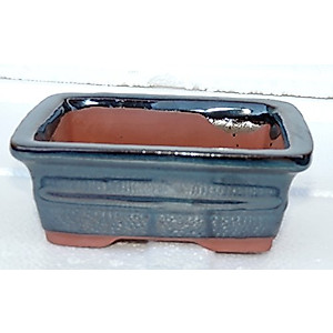 Ceramic Bonsai Pot - Rectangle 6 x 4.5X 2 Color Blue
