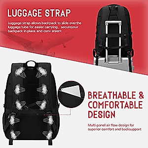 XJ-HOME 18.4'' Extra Large Travel Laptop Backpack 55L,Gaming backpack with USB Charging Port Carry on Business TSA Friendly Flight Approved Backpack for Men and Women,Black