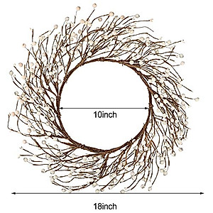 Whonline 18 Inches Pip Berry Wreath Christmas Wreath Off White Winter Wreath for Festival Celebration Front Door Wall Window Home Decor