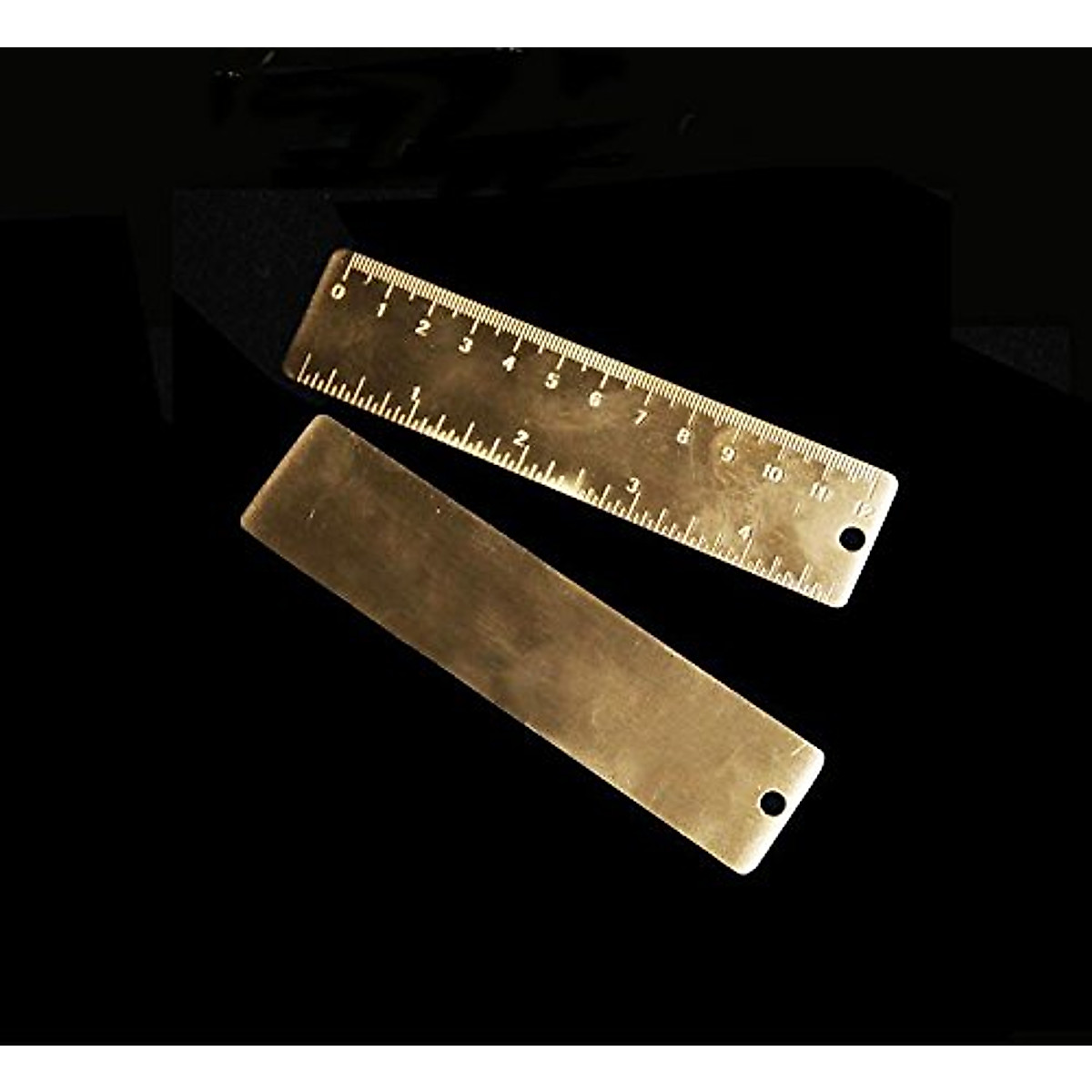 Juland 2PCS Gold Brass Ruler Handy Straight Ruler Vintage Metal Copper Bookmark Cm Inch Dual Scale Engraved 4.72" / 12cm