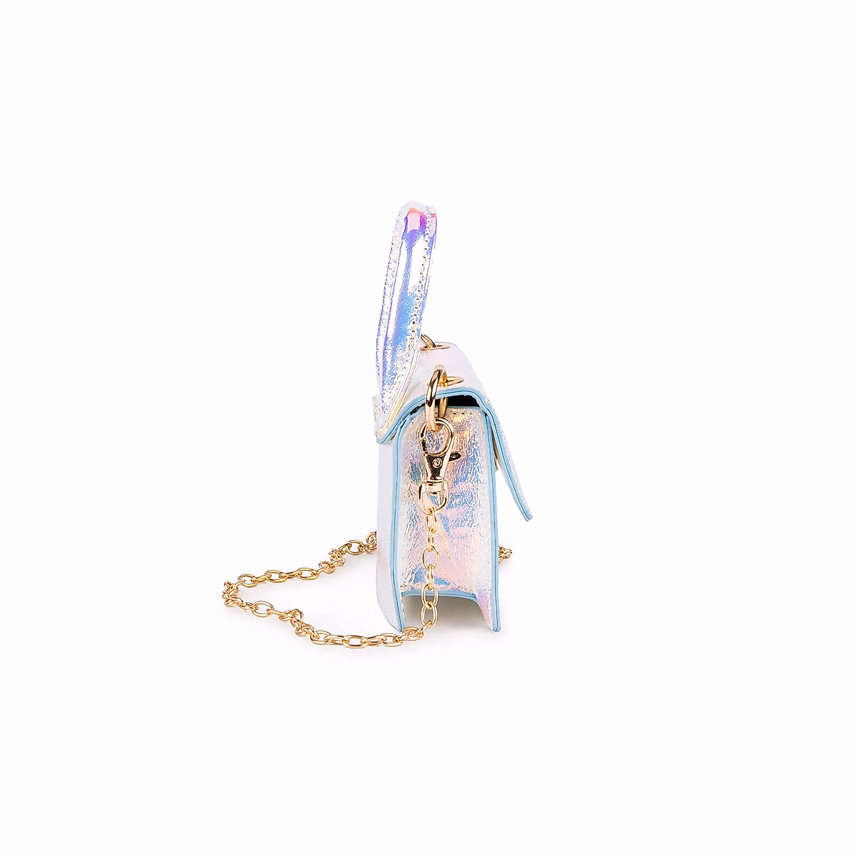 Olivia Miller Women's Faux Crocodile Leather Ivory Iridescent Mini Shoulder Bag Crossbody Purse Handbag