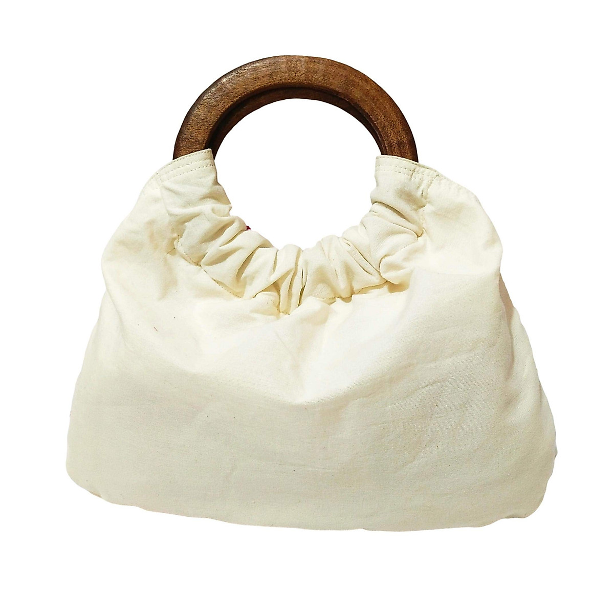 athizay top handle handbags Handcrafted Bow Jute Flower wooden handles potli bags for women artisan hand carry bags (Off white, Orange, Brown)