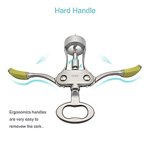 Stainless Steel Wing Corkscrew Wine Opener, Waiters Corkscrew Cork and Beer Cap Bottles Opener Remover, Used in Kitchen Restaurant Chateau and Bars