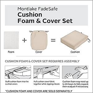 Classic Accessories Montlake FadeSafe Water-Resistant 20 x 20 x 2 Inch Contoured Patio Dining Seat Cushion, Antique Beige
