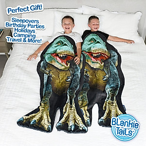 Blankie Tails - Dinosaur Wearable Blanket - Double Sided Dinosaur Blanket for Boys and Girl - Soft and Cozy Minky Fleece Dino Blanket, Dinosaur Toys, Gifts Premium Quality Fun Blanket for Kids (T Rex)