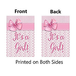 It's A Girl Garden Flag Pink Baby Shower Birth Announcement Decorations for Girl 12x18 Inch Double Sided New Baby Garden Flag Gender Reveal Party Decor Vertical Burlap Banner Outdoor Lawn Yard Sign