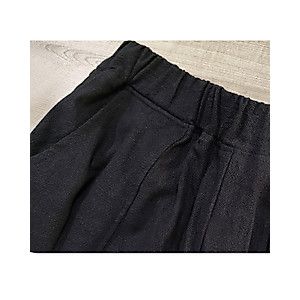 IXIMO Women's Casual Cotton Linen Baggy Pants with Elastic Waist Relax Fit Lantern Trousers Black XL