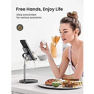 LISEN Cell Phone Stand, Adjustable Phone Stand for Desk, Thick Case Friendly Phone Holder Stand, Taller iPhone Stand Compatible with All Mobile Phone, iPhone 14, iPad, Tablet 4-10'' Desk Accessories