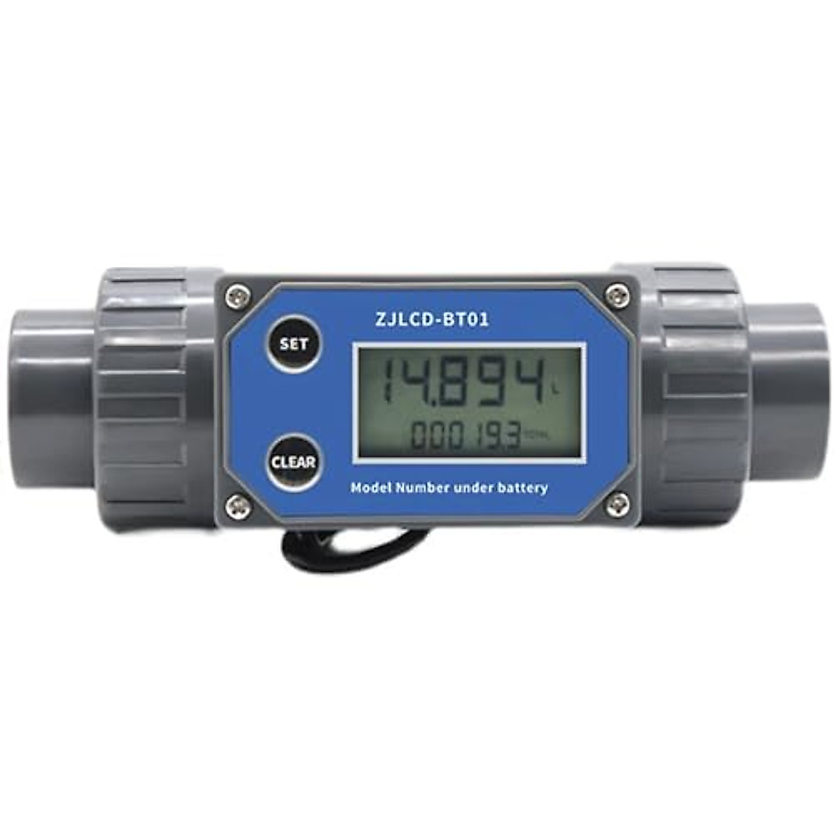 DN25-80 Turbine Flow Meter Electronic LCD Digital Display Flowmeter ZJLCD-BT01 PVC Pipe Liquid Water for Farm/Garden Irrigation(DN40,Without Cable)