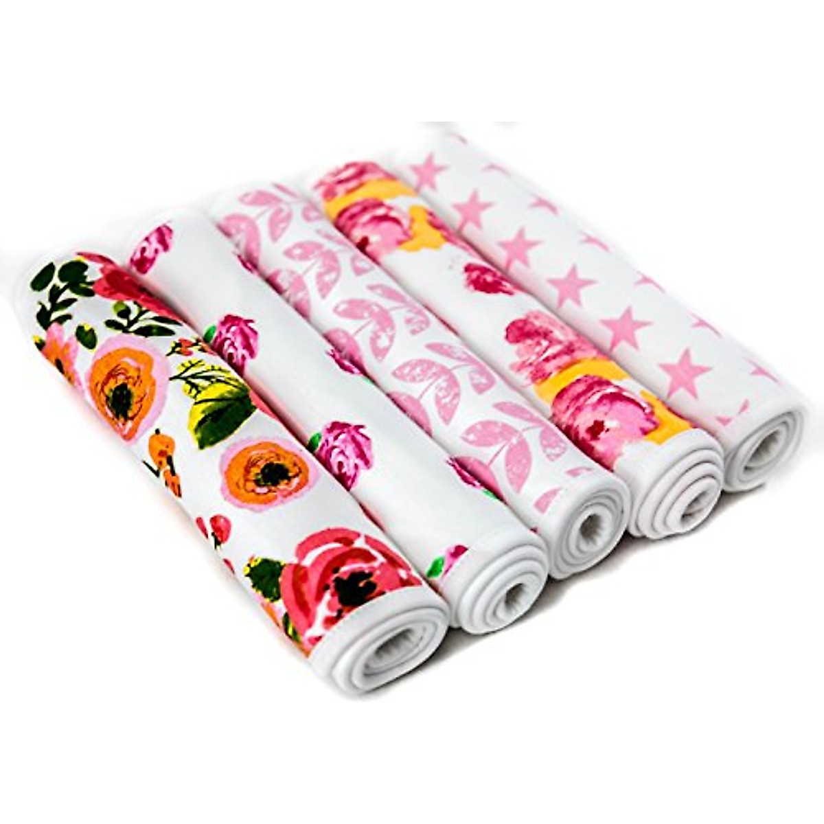 KiddyStar 100% Organic Cotton Baby Burp Cloths, 5 Pack Burping Rags, Large 21''X10'' Soft and Absorbent Burping Towels for Newborns