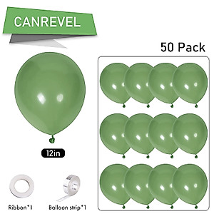 CANREVEL Sage Green Balloons - 50pcs 12 Inch Olive Green Latex Balloons for Birthday Party Baby Shower Wedding Christmas Holiday Balloon Jungle Decorations