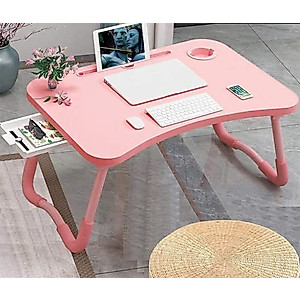 Foldable Bed Table for Laptop, Laptop Desk Table Stand, Laptop Bed Tray Table with Storage Drawer, Notebook Stand Lap Desk for Writing Reading Eating, Portable Laptop Table for Bed Sofa Floor