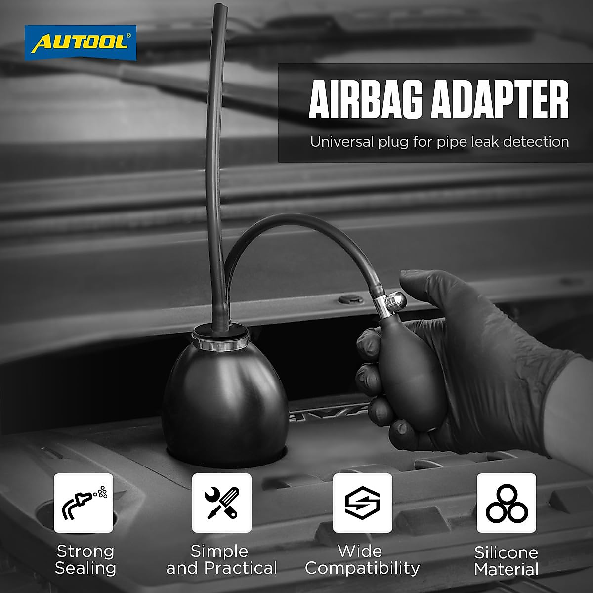 Universal Easy Intake Adapter for 12V Vehicle Pipes Fuel Leakage Detector Diagnositc Tester