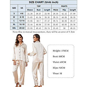 GAESHOW Silk Pajamas for Women Long Sleeve Button Down Sleepwear 2 Piece Loungewear Pjs Set Champagne